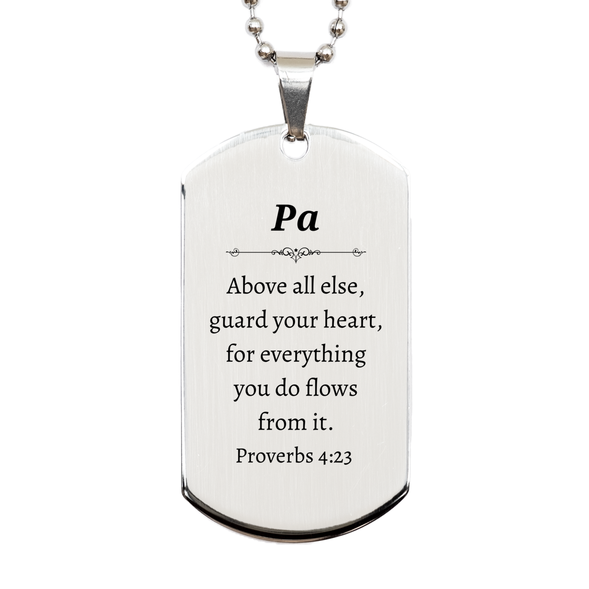 silver dog tag military necklace guard your heart inspirational ...